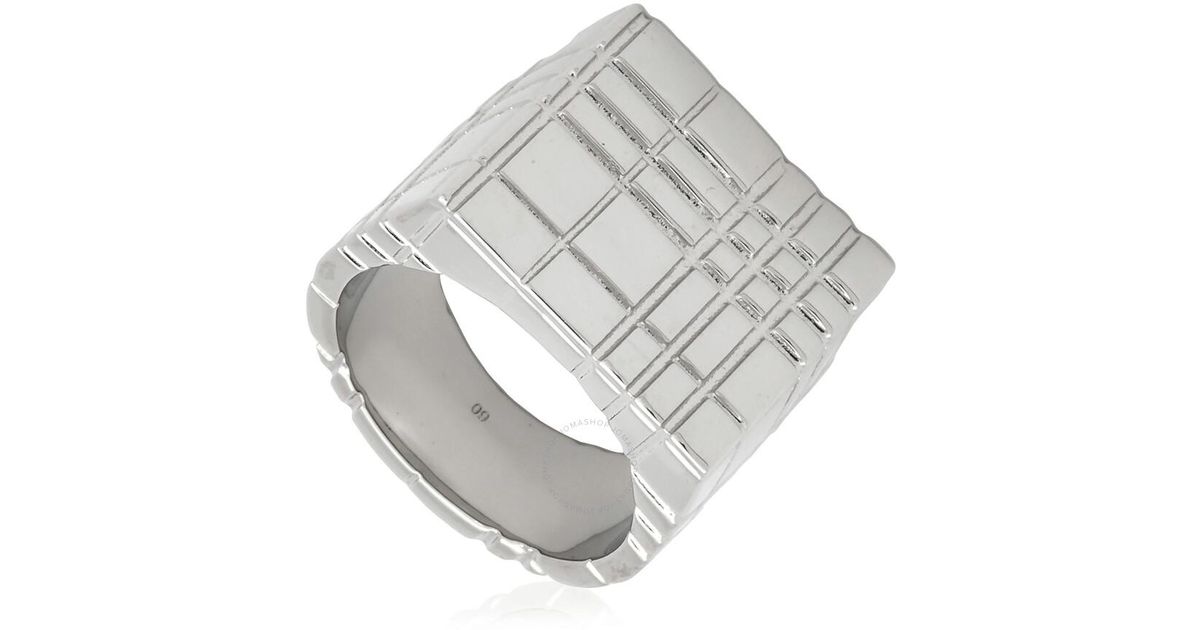 Burberry Palladio Check Detail Palladium-plated Signet Ring in Metallic ...