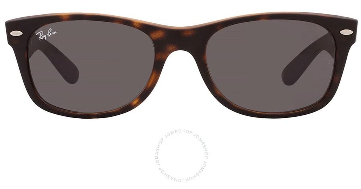 Ray-Ban New Wayfarer Classic Dark Grey Square Sunglasses Rb2132 865/b1 52 in Brown | Lyst