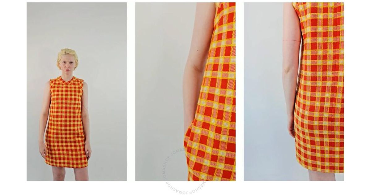Gucci Checkered Tweed Shift Dress, Brand Size 38 (Us (Us in Orange | Lyst