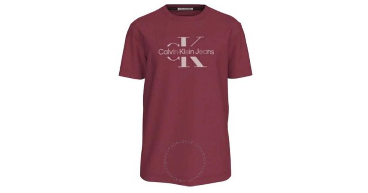 Calvin Klein Outline Monogram Logo T-Shirt in Purple for Men | Lyst UK