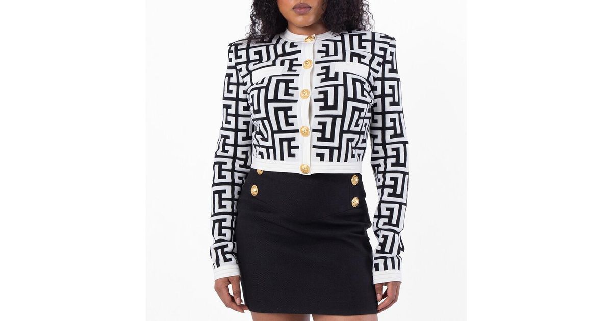 Balmain Monogram Kniited Cardigan, Brand Size 38 (Us in Black | Lyst UK