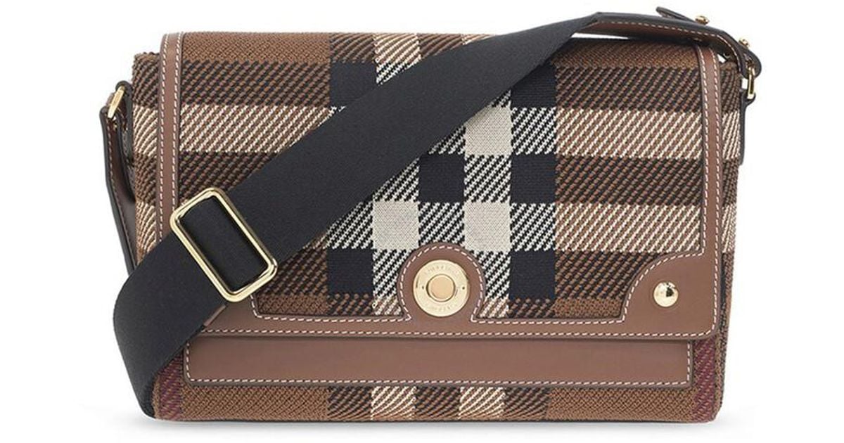 Burberry Check Pattern Note Crossbody Bag in Brown | Lyst