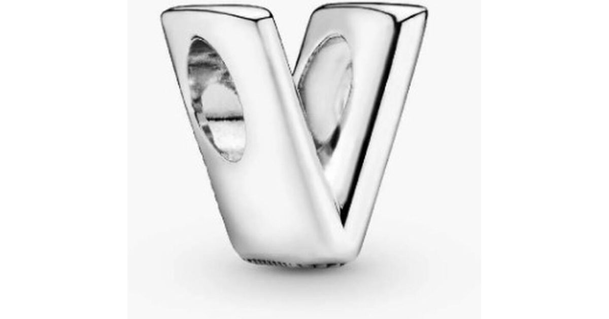 PANDORA Letter V Charm in White | Lyst UK