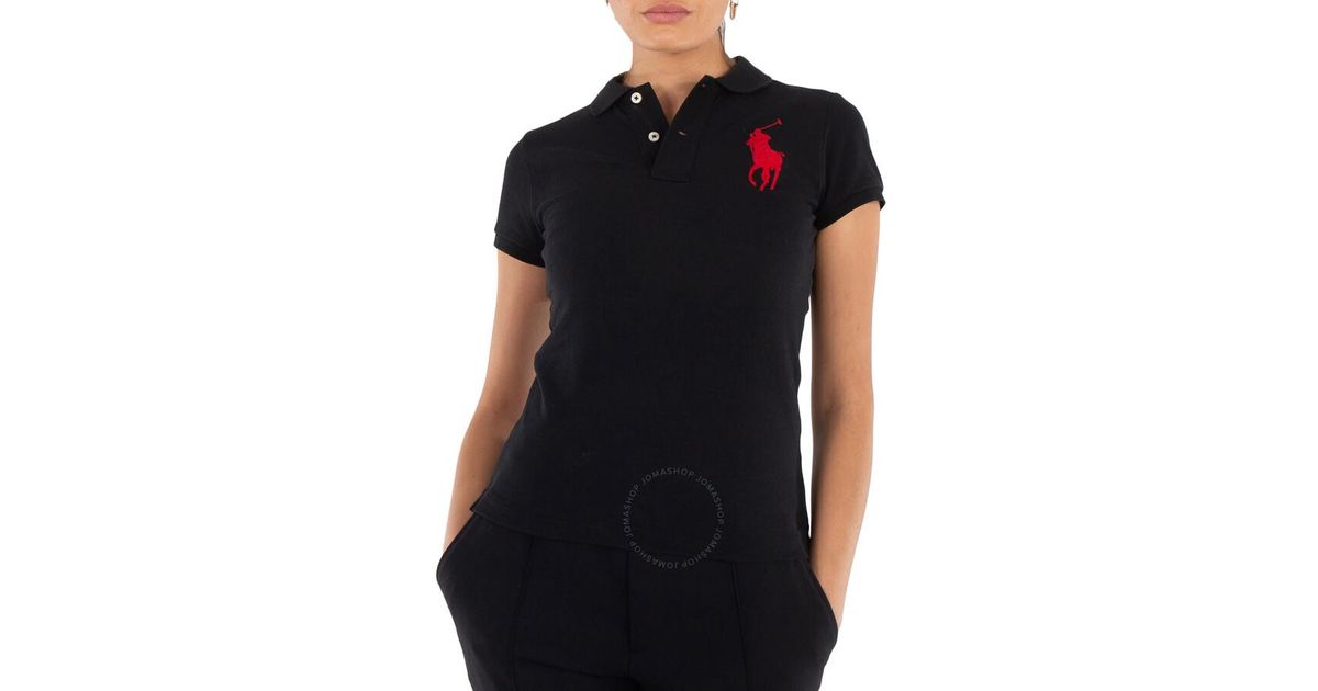 Polo Ralph Lauren Ladies Skinny Fit Big Pony Polo Shirt in Black | Lyst UK