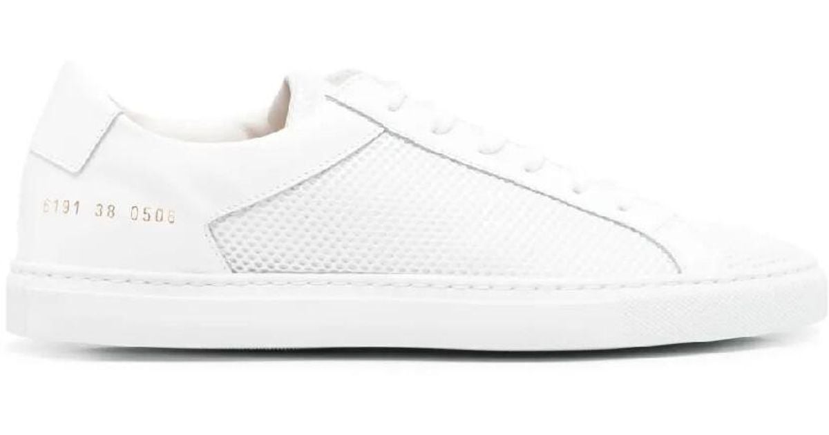 Common Projects Retro Mesh Leather Sneakers in White | Lyst UK