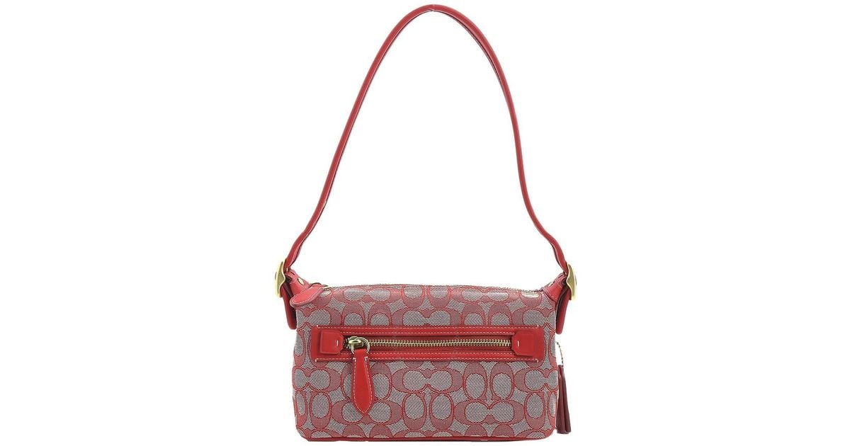 COACH Signature Jacquard Demi Shoulder Bag in Red | Lyst