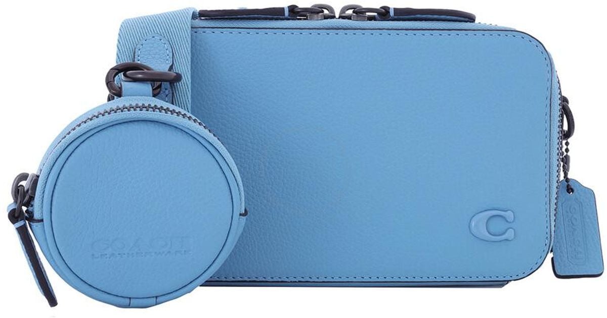 COACH Pebble Leather Charter Slim Crossbody in Blue for Men | Lyst