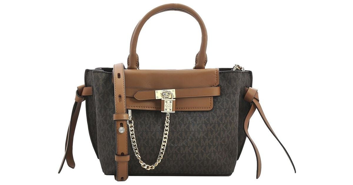 Michael Kors Signature Logo Small Hamilton Legacy Belted Satchel in ...
