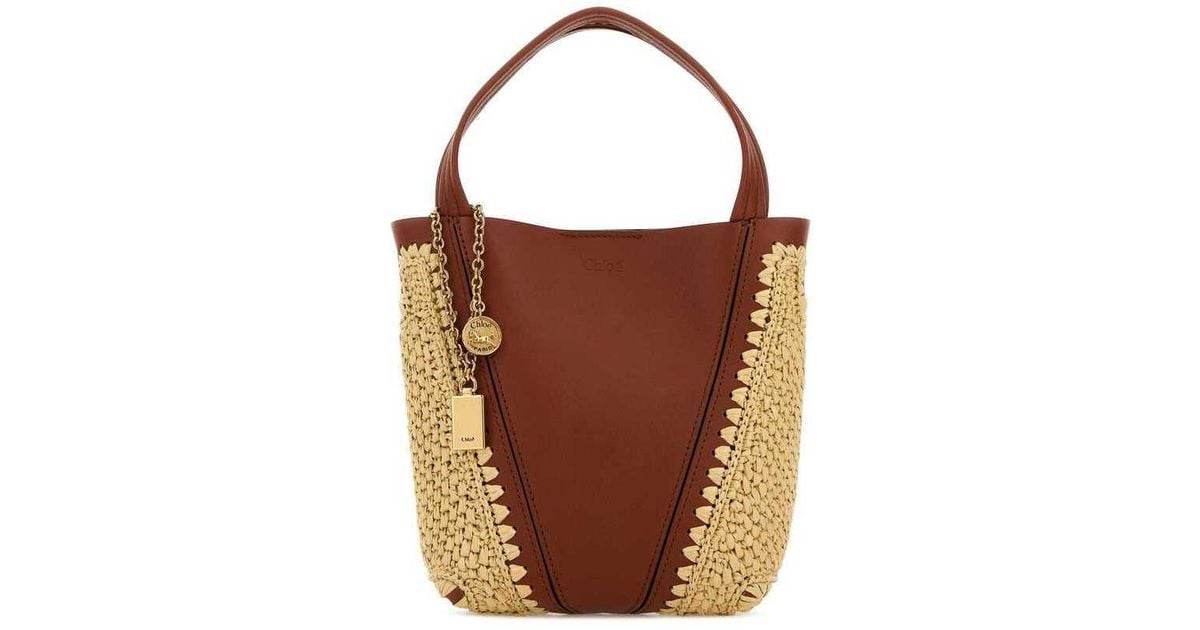 Chloé Two-Tone Leather And Raffia Bucket Bag Claybrown Borse A Mano ...