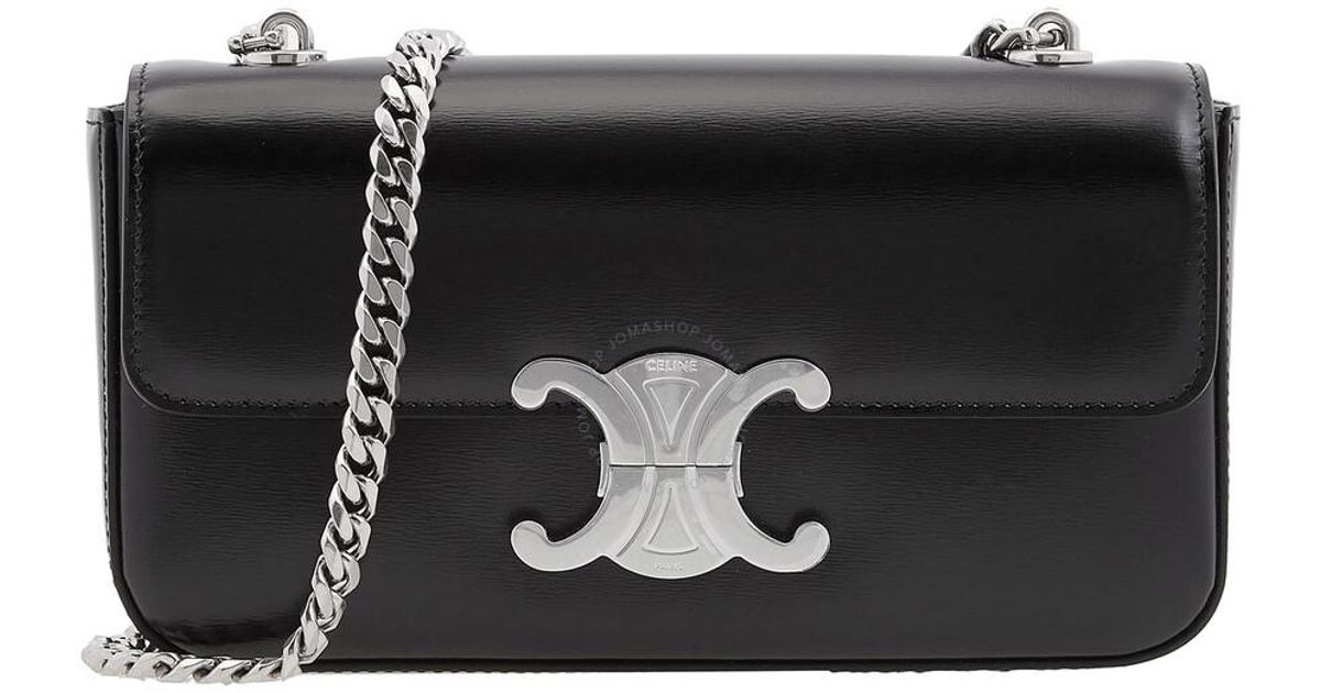 Celine Shiny Calfskin Claude Chain Shoulder Bag in Black | Lyst