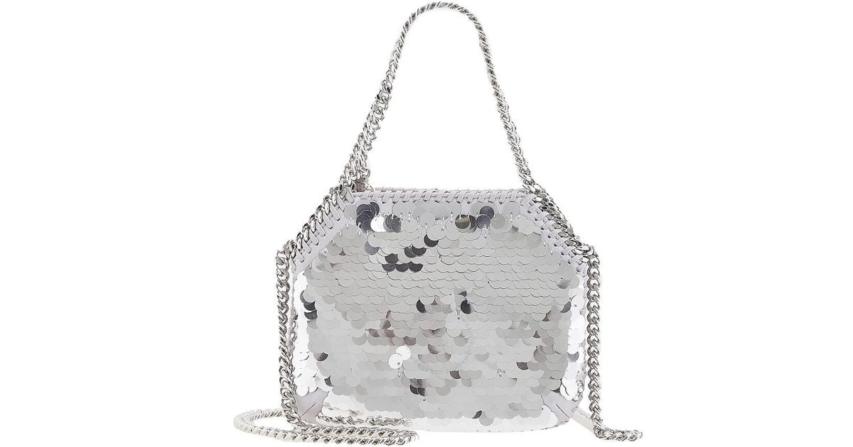 Stella McCartney Falabella Oversized Sequin Mini Tote Bag in Gray | Lyst