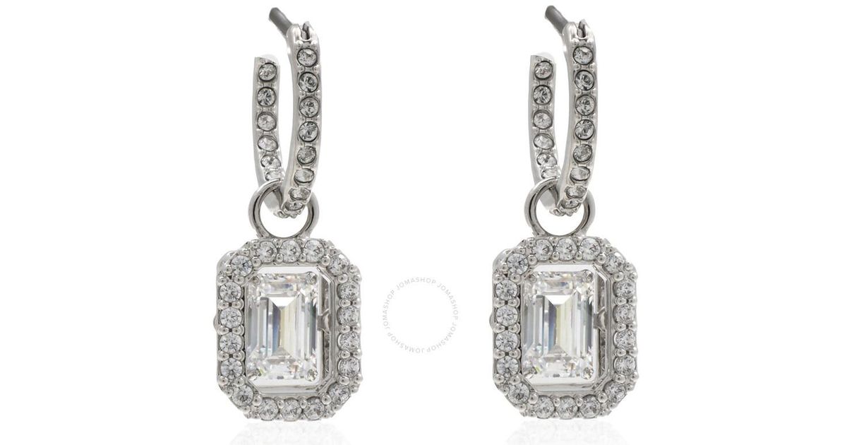 Swarovski Ladies Millenia Rhodium Plated Octagon Cut Drop Earrings in ...