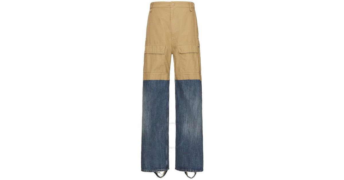 Balenciaga Patched Layered-Design Cargo Pants in Blue for Men | Lyst