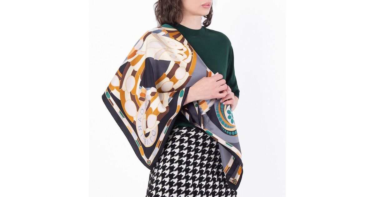 BVLGARI Heritage Printed Silk Scarf in Blue | Lyst UK