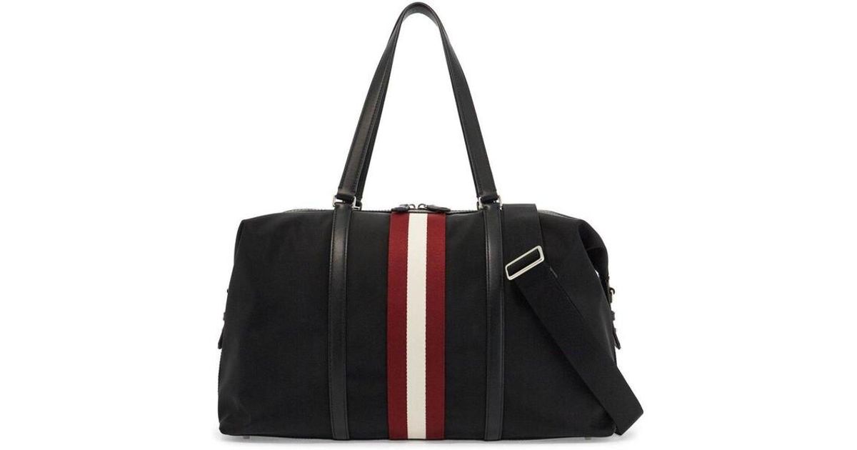 Bally Logo Patch Striped Travel Bag in Black for Men | Lyst UK