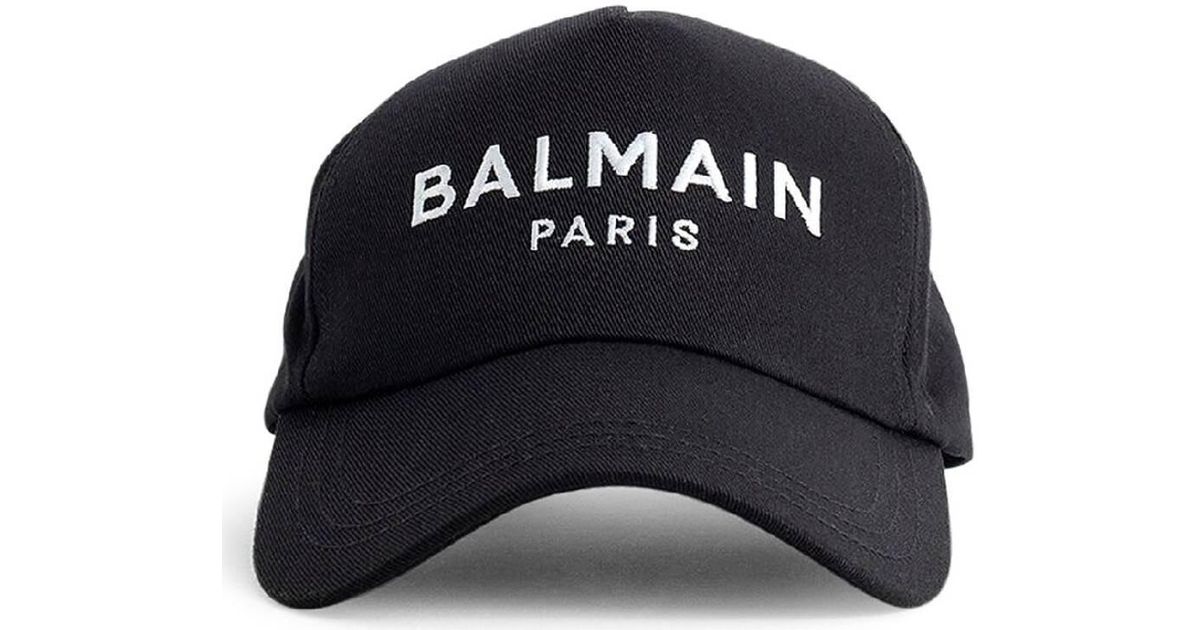 Balmain Logo Embroidered Baseball Cap in Black for Men | Lyst UK