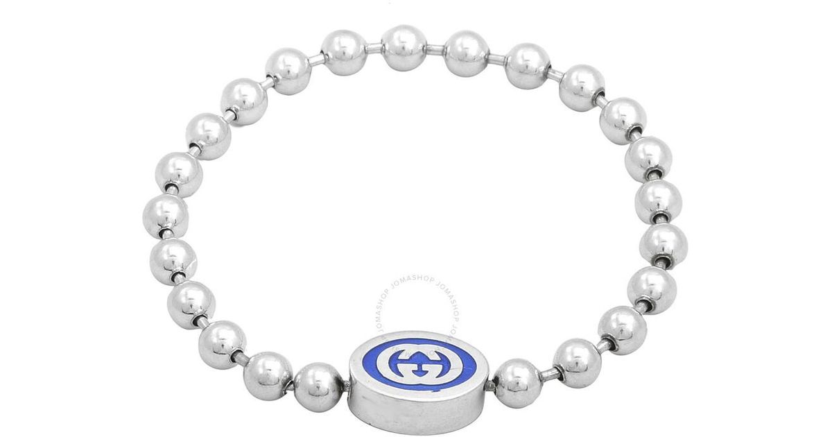 Gucci Interlocking G Boule Chain Sterling Enamel Bracelet in Blue | Lyst