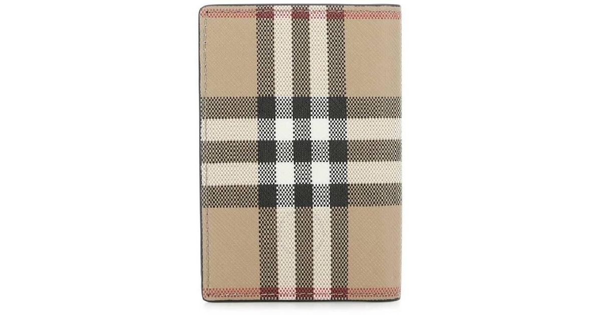 Burberry Bateman Check Pattern Card Case in Natural for Men | Lyst