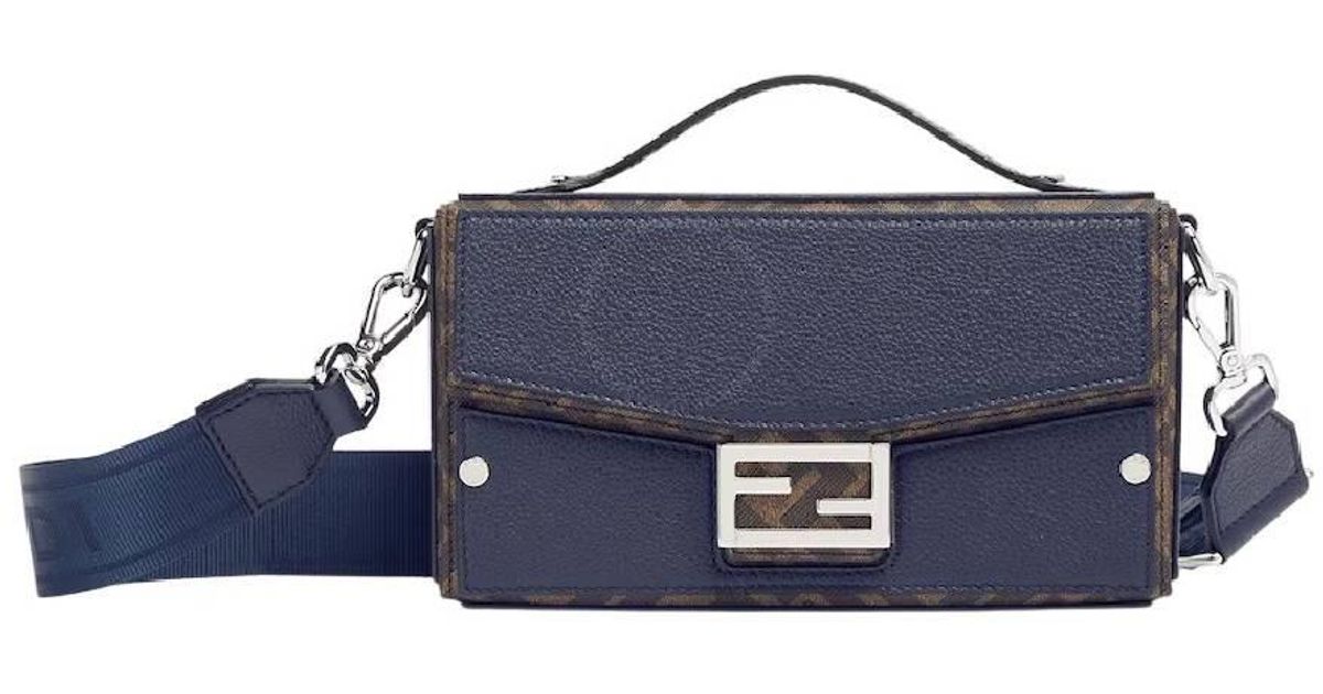 Fendi Soft Trunk Baguette Leather Crossbody Bag in Blue for Men | Lyst
