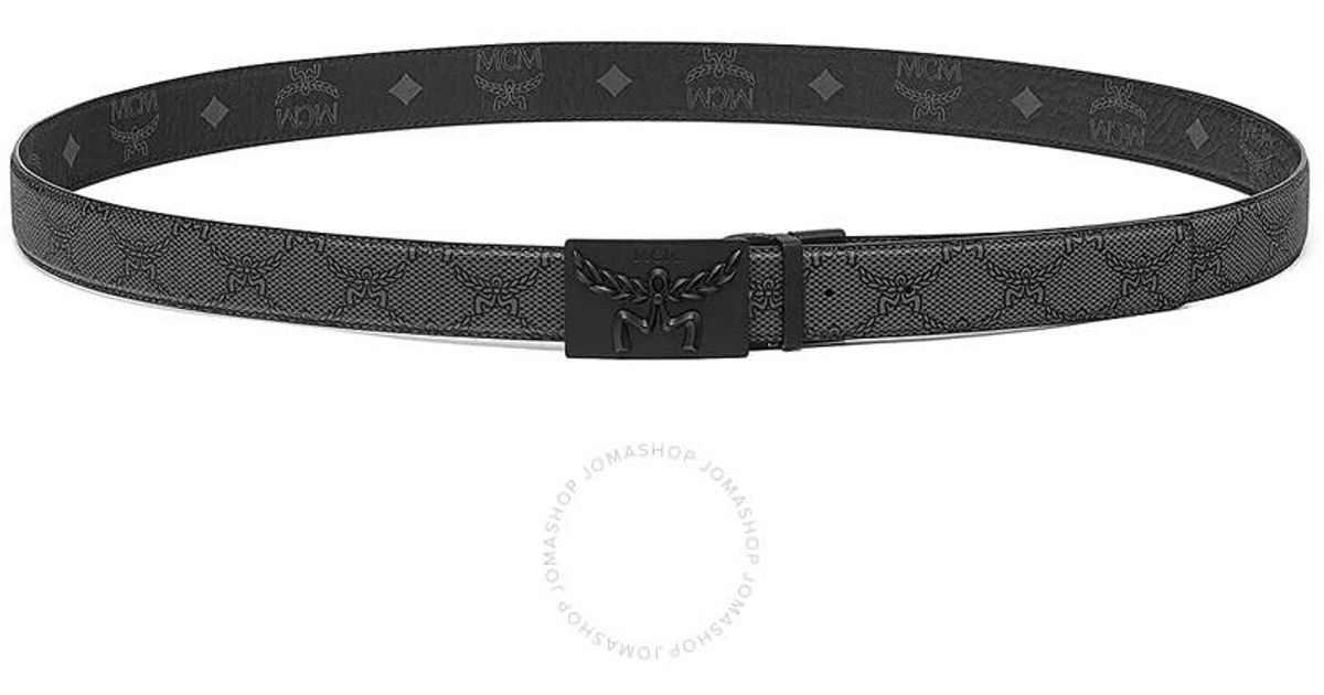 MCM Himmel Brass Plate Reversible Monogram Belt in Black for Men | Lyst