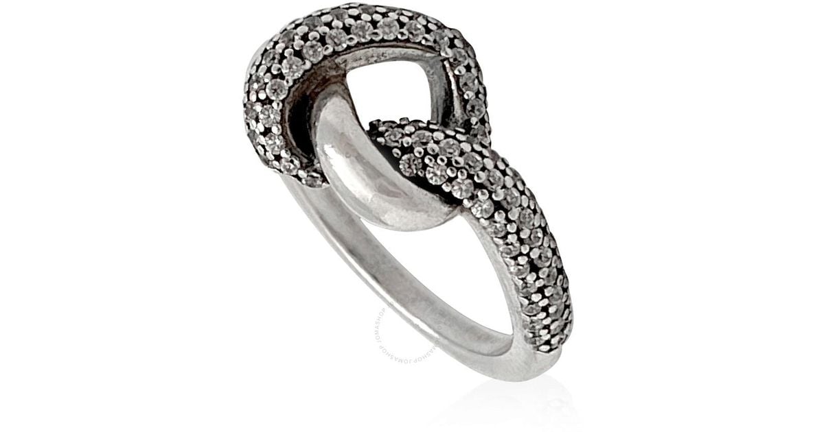 PANDORA Ladies Knotted Heart Ring in Metallic | Lyst