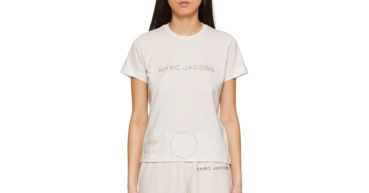 Marc Jacobs Chalk Cotton Logo The T-shirt in Gray | Lyst