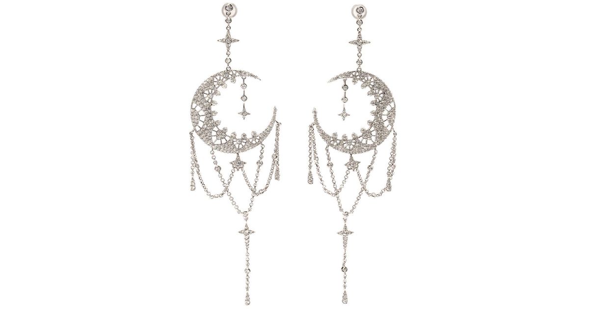 Apm Monaco Sterling Silver Moon Drop Earrings In Metallic Lyst