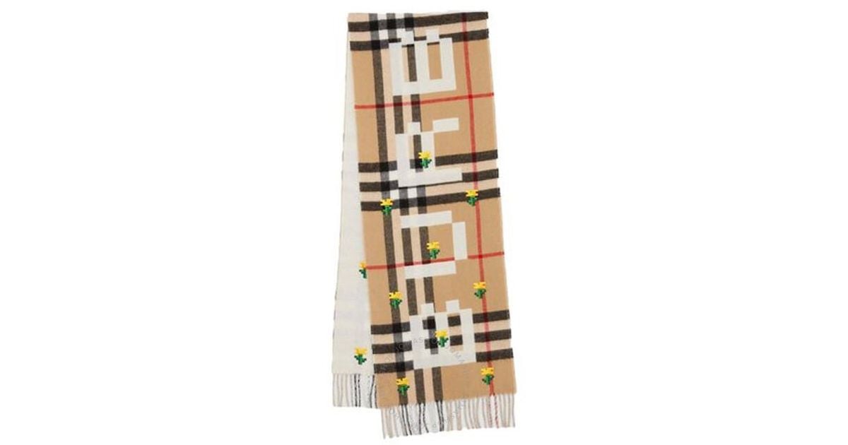 Burberry X Minecraft Logo And Check Cashmere Scarf in Metallic | Lyst
