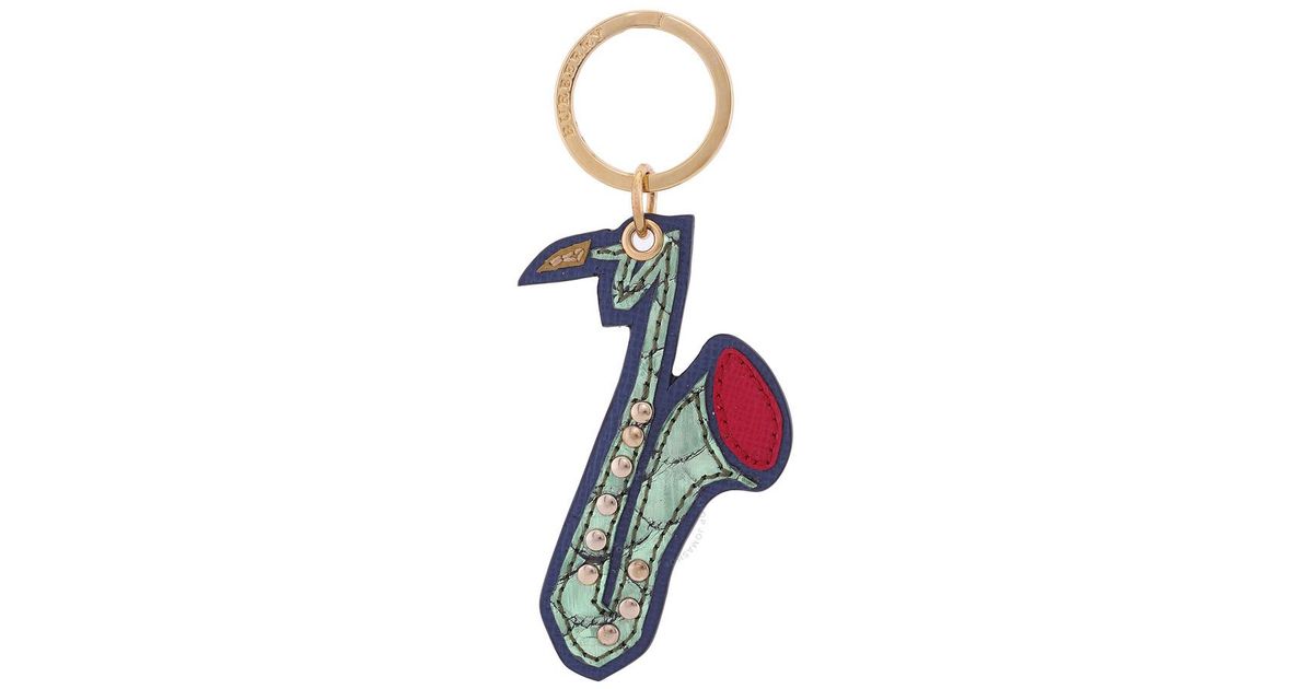 Burberry Saxophone Leather Key Ring in Blue for Men | Lyst UK
