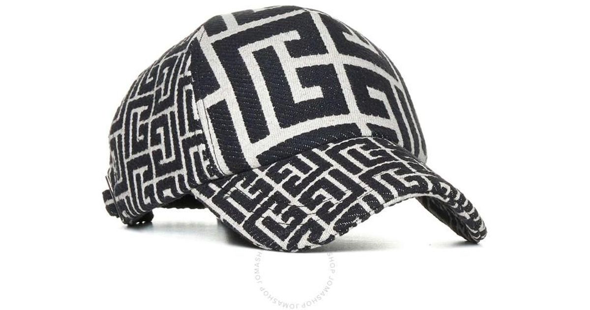 Balmain Monogrammed Jacquard Cap in Black for Men | Lyst UK