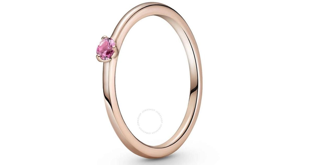 PANDORA Rose Gold-plated Pink Cz Solitaire Ring, Size in Metallic | Lyst