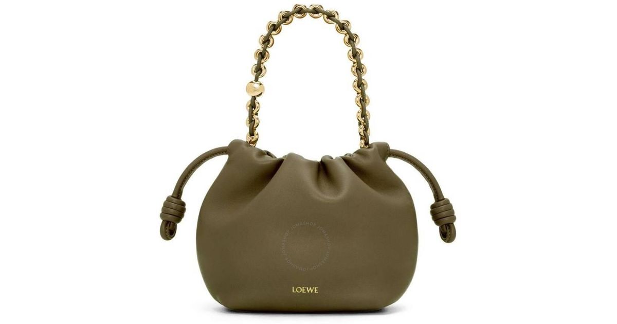 Loewe Nappa Mini Flamenco Crossbody Bag in Green | Lyst