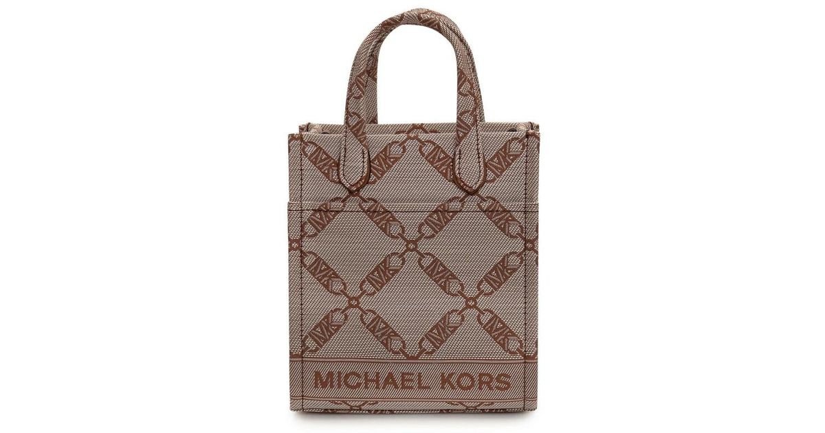 Michael Kors Gigi Empire Logo Crossbody Bag in Brown | Lyst