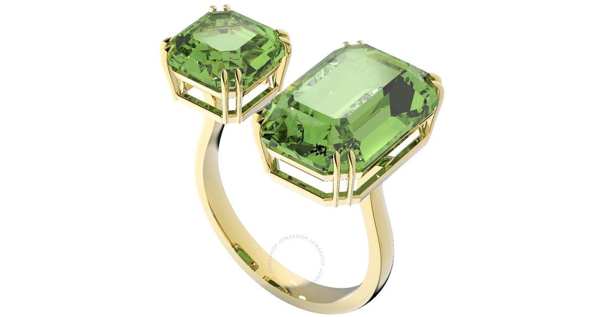Swarovski Millenia Ring Square Cut Tone Rhodium Plated in Green | Lyst