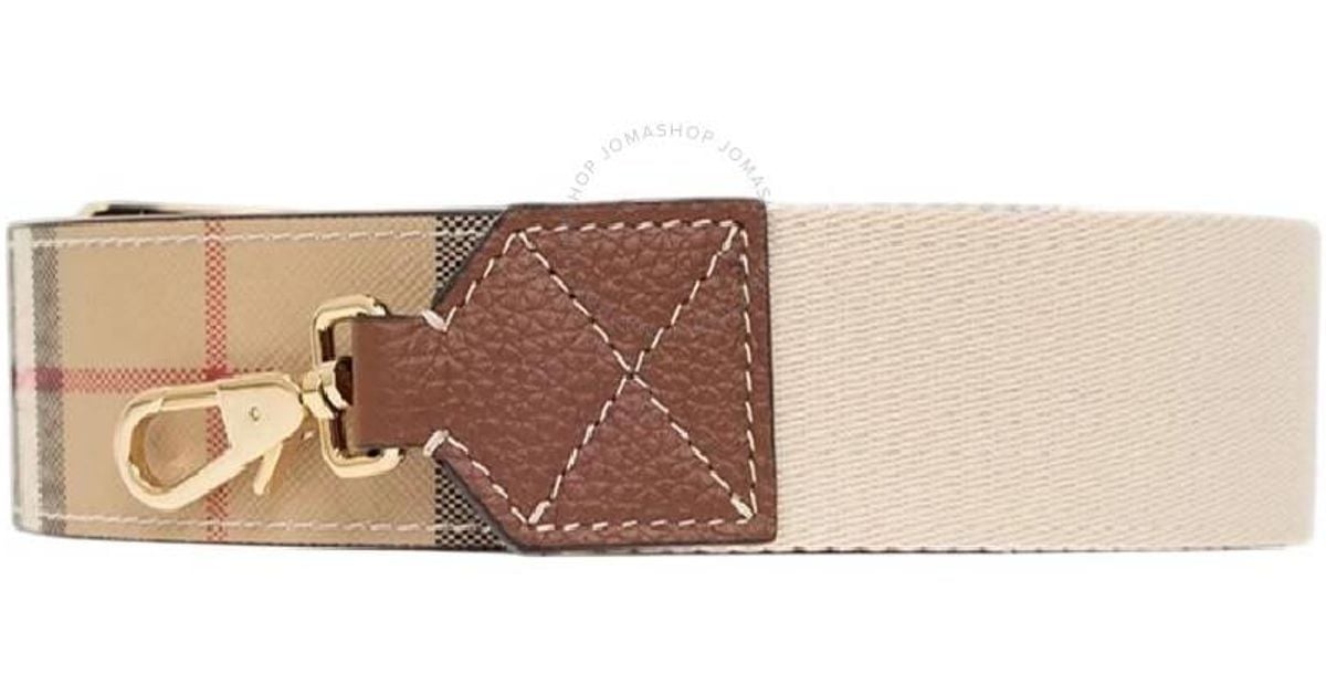 Burberry Check Logo Panelled Bag Strap in Natural | Lyst