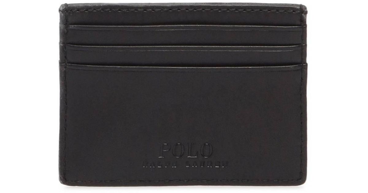 Polo Ralph Lauren Heritage Logo Embossed Card Holder in Black for Men ...