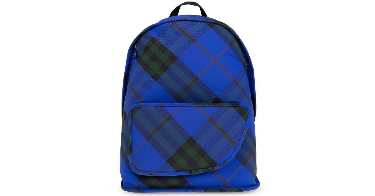Burberry Check Large Shield Backpack in Blue for Men | Lyst