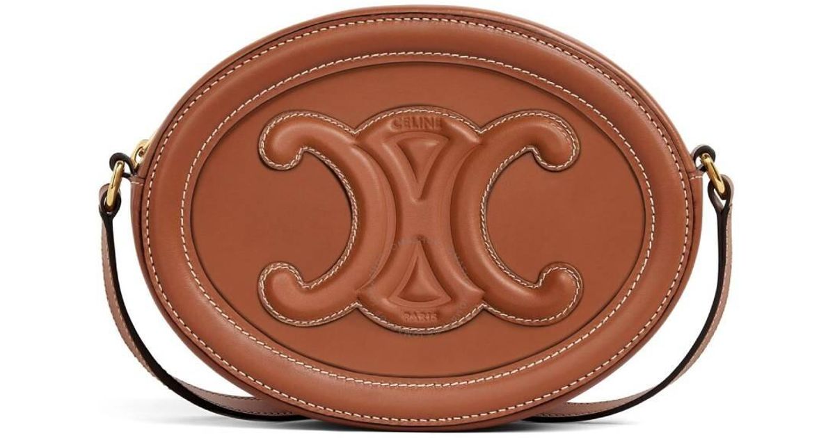 Celine Triomphe Oval Crossbody Bag in Brown | Lyst