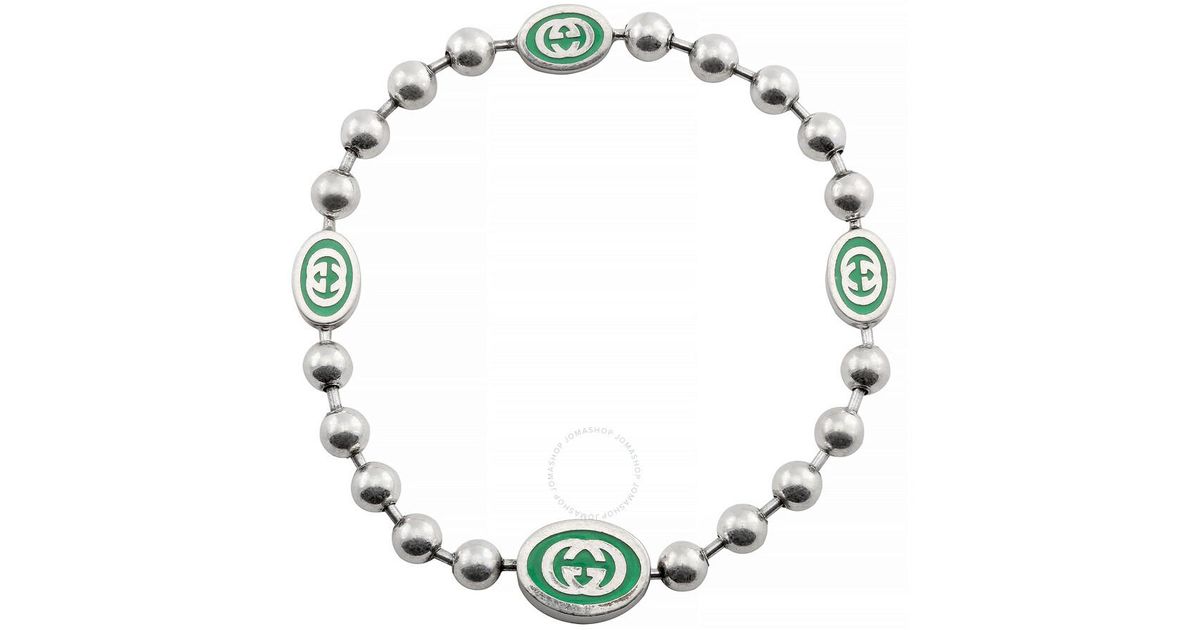 Gucci Ladies Interlocking G Enamel Boule Chain Bracelet in Blue | Lyst