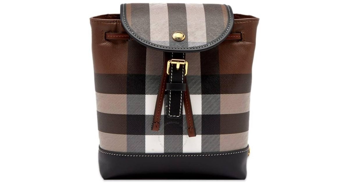 Burberry Dark Birch Giant Check Micro Backpack in Brown | Lyst