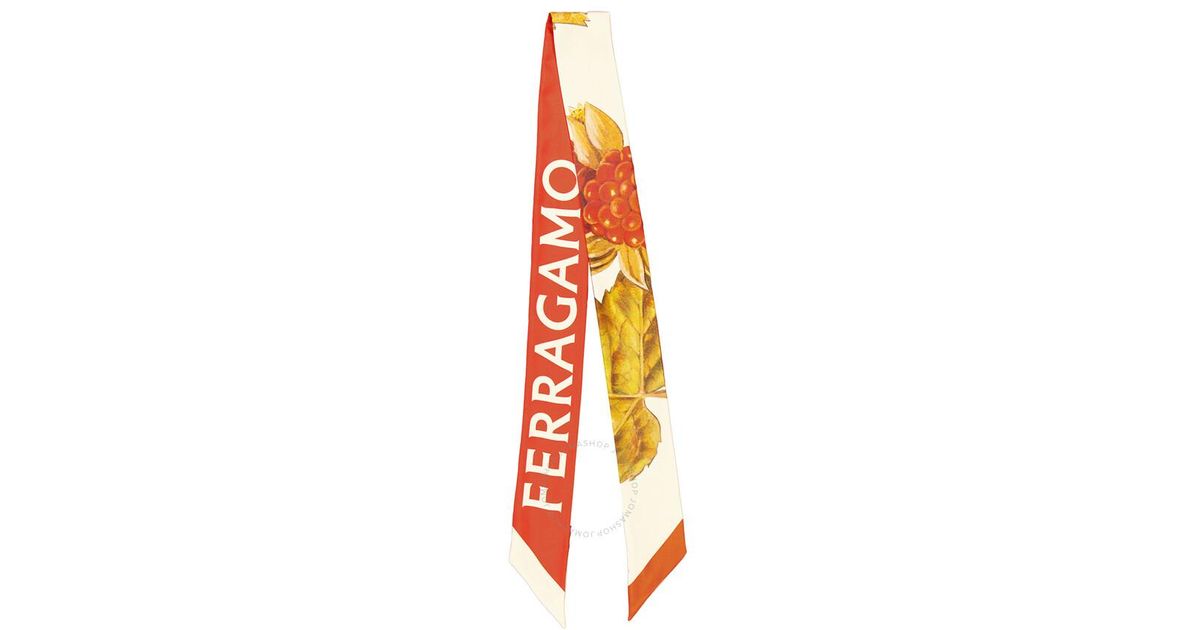 Ferragamo Wild Berry Print Silk B in Orange | Lyst