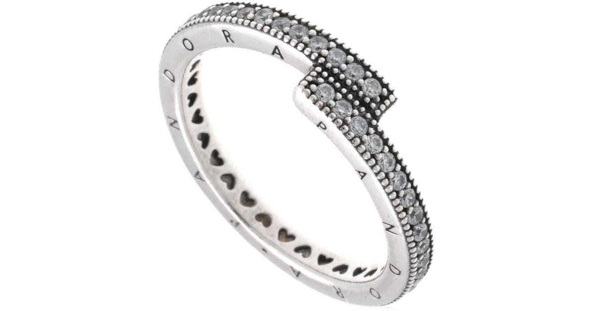 PANDORA Ladies Sterling Sparkling Overlapping Ring in Metallic | Lyst
