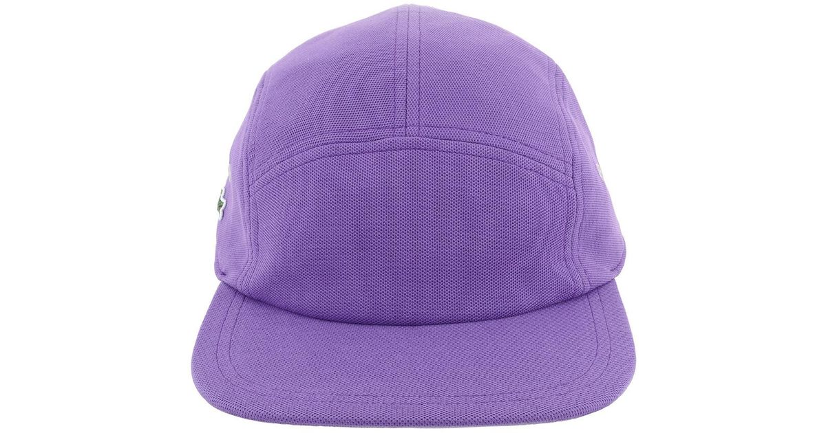 Lacoste Organic Cotton Pique Croc Patch Jockey Cap in Purple | Lyst