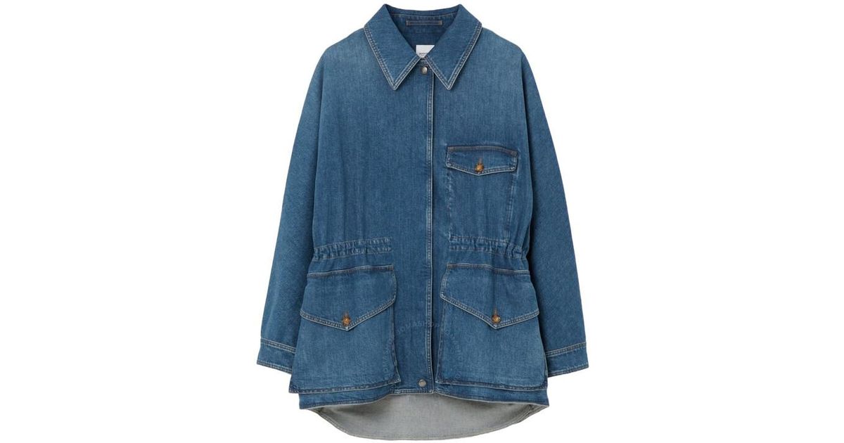 Burberry Oversized Fit Denim Jacket in Blue | Lyst