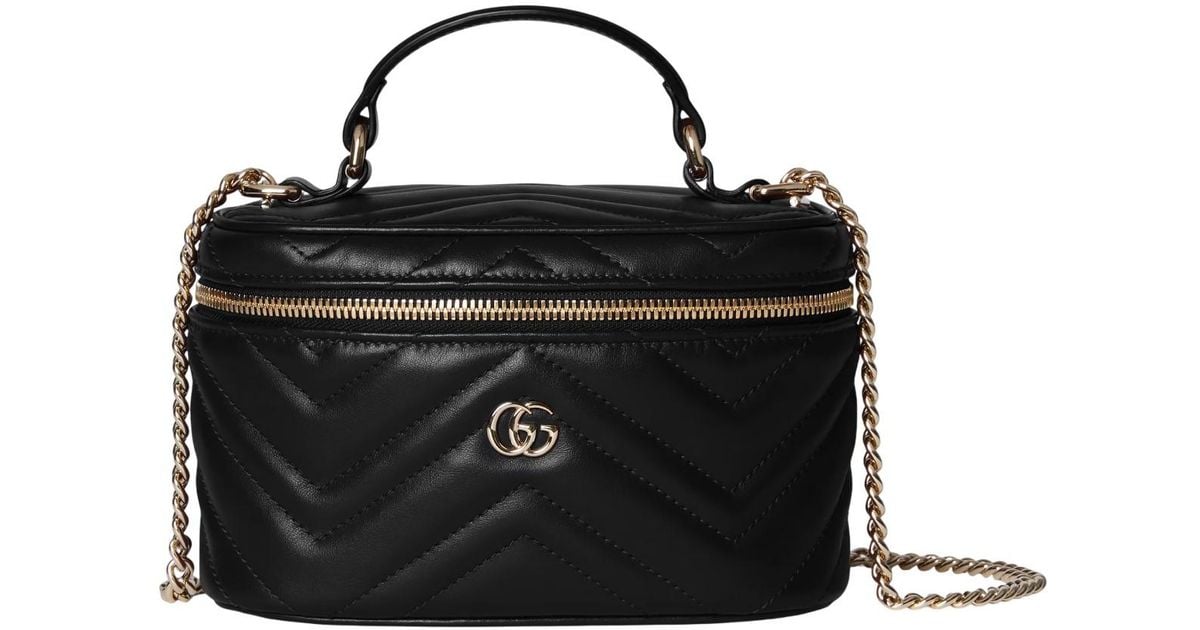 Gucci Gg Marmont Mini Vanity Leather Bag in Black | Lyst UK