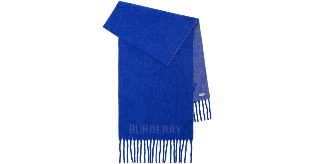 Burberry Wool Blend Equestrian Knight Felted Scarf in Blue | Lyst