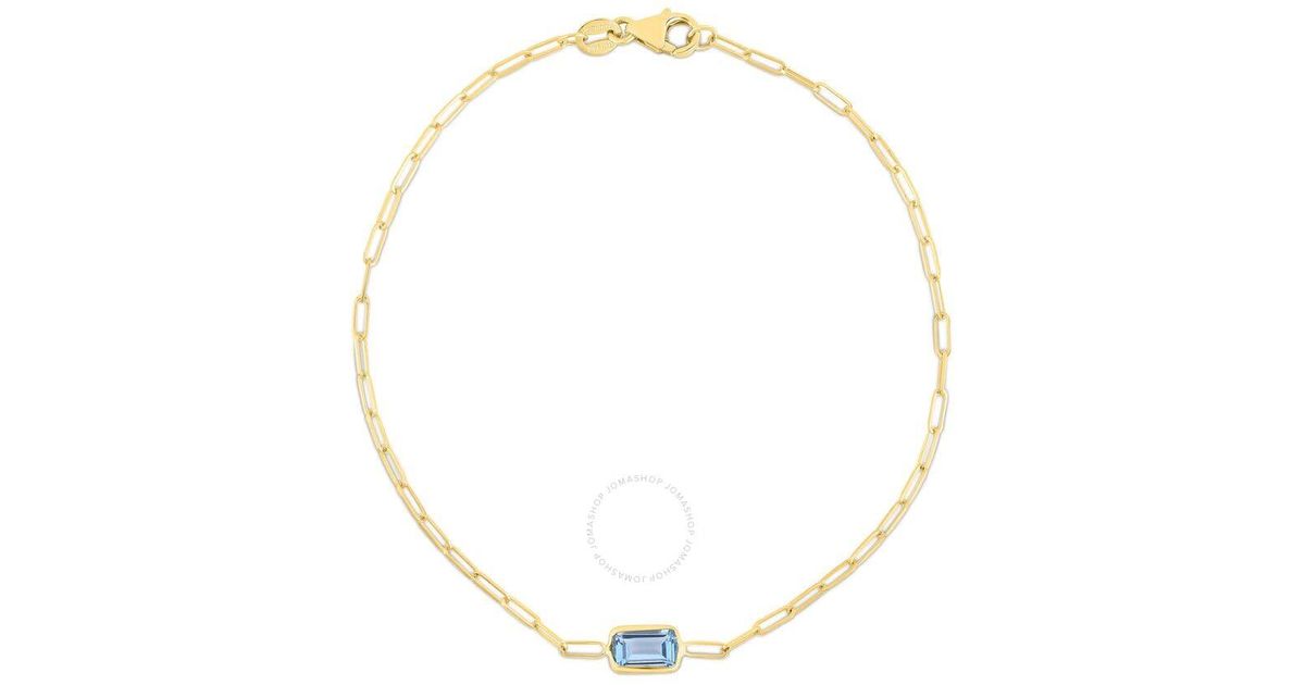 Tresorra 14k Gold Blue Topaz Paperclip Bracelet in Metallic | Lyst