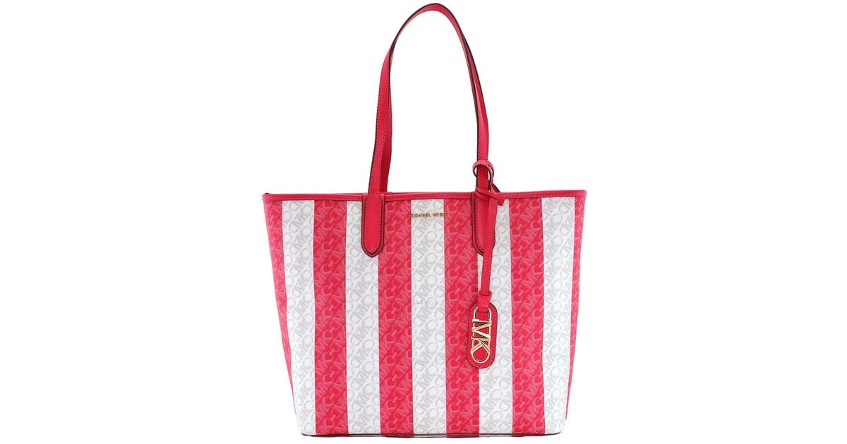 Michael Kors Eliza Large Striped Tote Bag in Red | Lyst