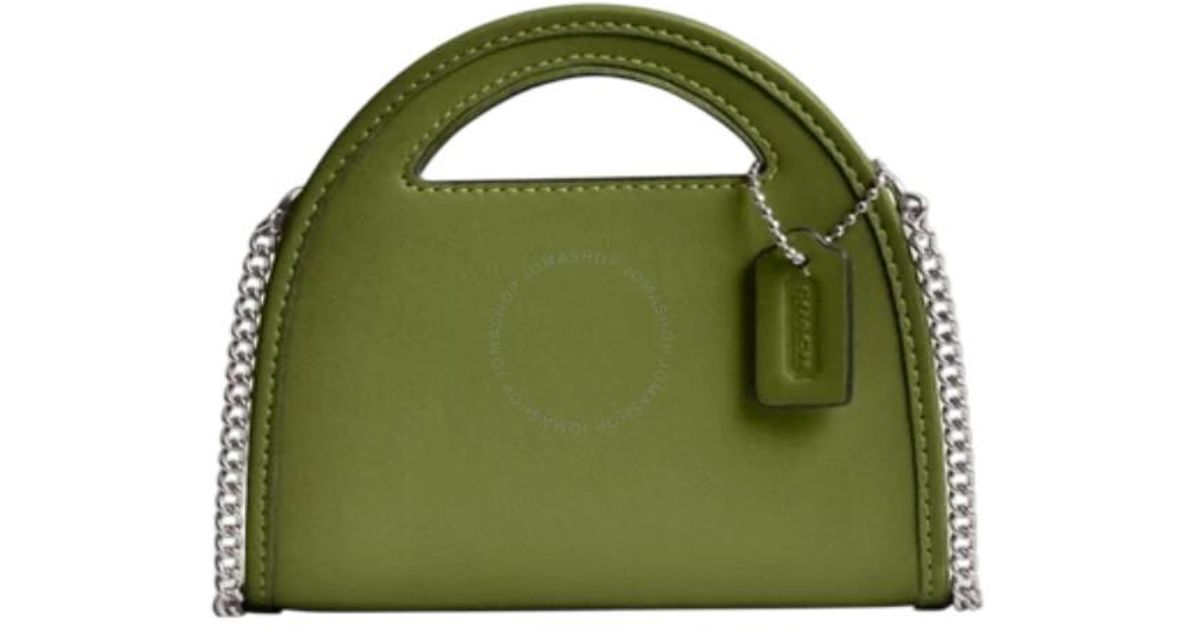 COACH Top Handle Leather Card Case in Green | Lyst