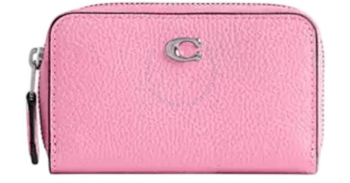 COACH Zip Around Card Case in Pink | Lyst
